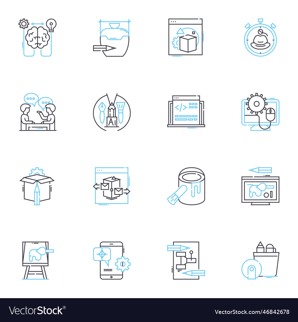 Creator linear icons set inventive imaginative Vector Image Creator linear icons set inventive imaginative Vector Image