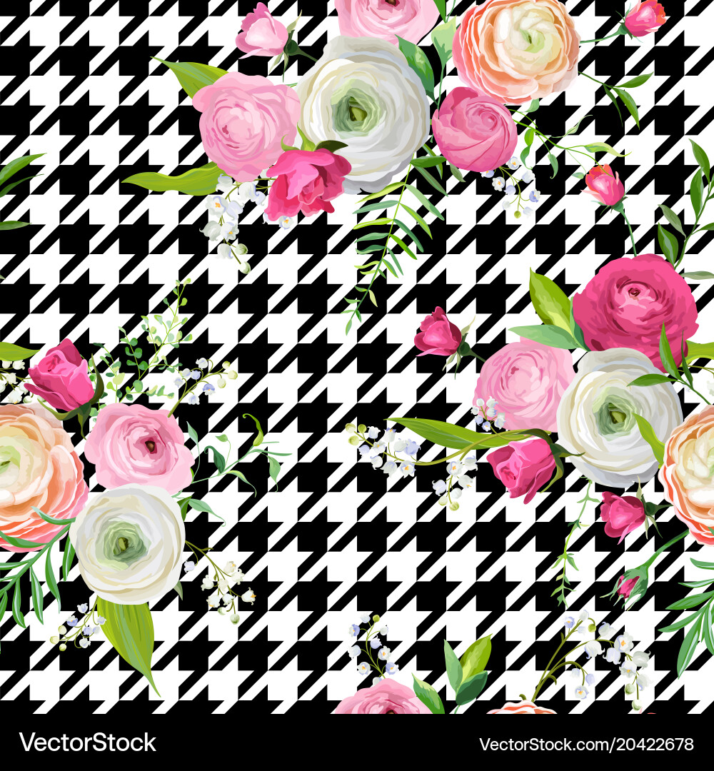Floral seamless pattern with pink flowers Vector Image