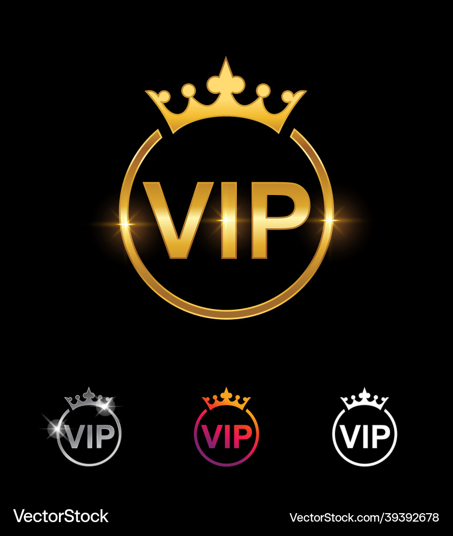 Golden vip letters sign Royalty Free Vector Image
