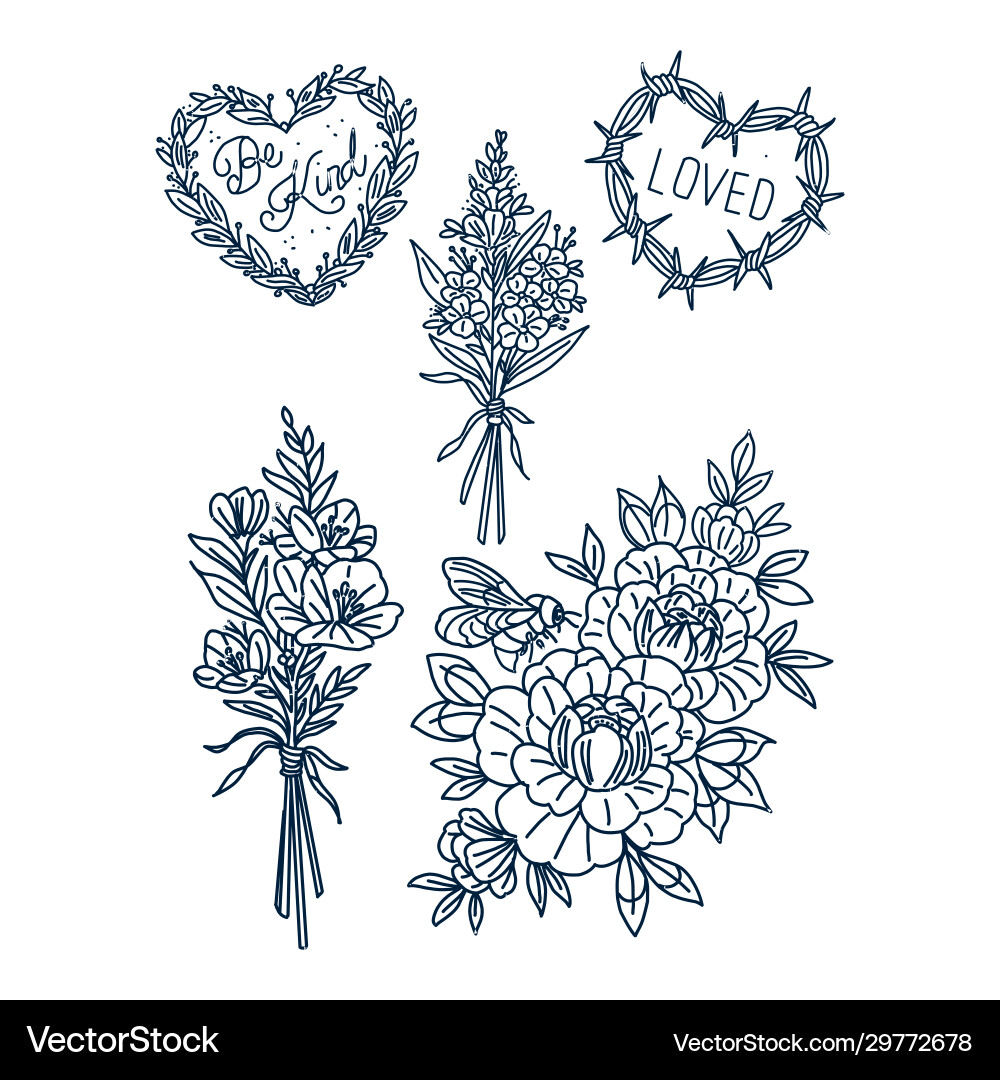 Graphical flower black flower contour flower Vector Image
