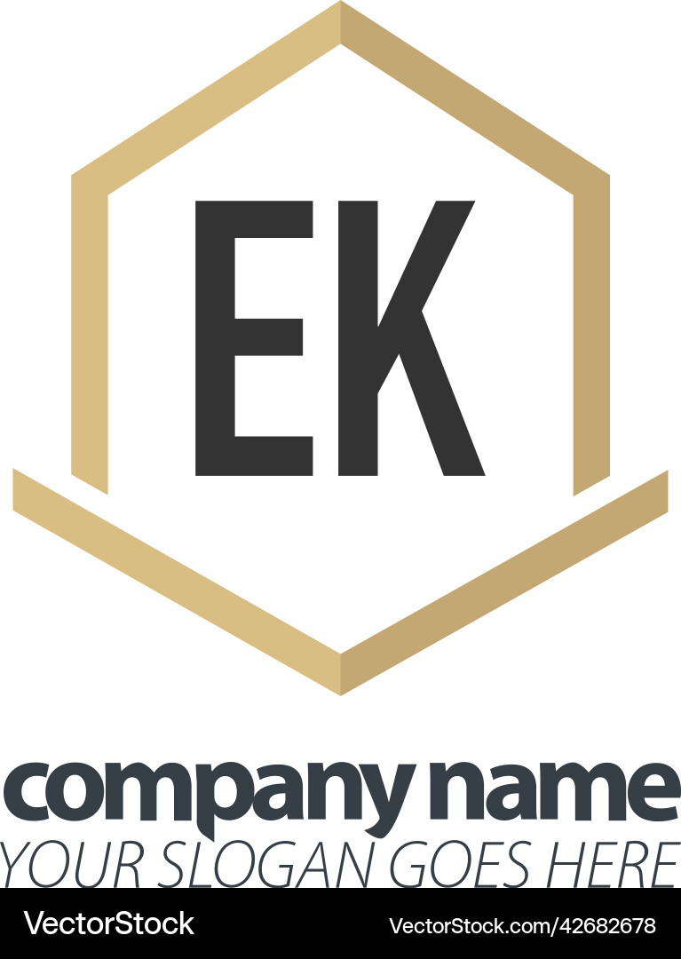 Initial letter ek creative hexagon Royalty Free Vector Image