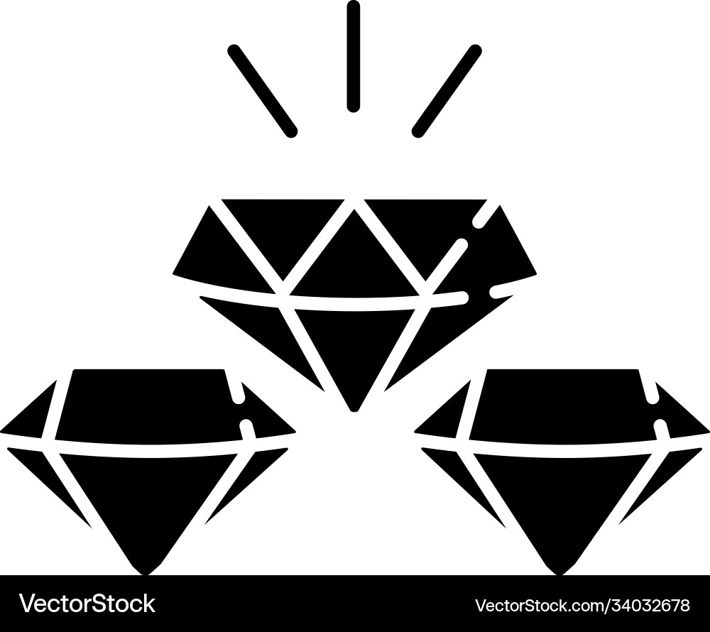 Precious gems black glyph icon Royalty Free Vector Image