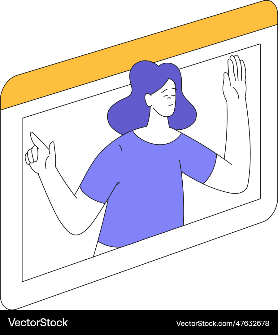 Remote communication with woman character engaged Vector Image