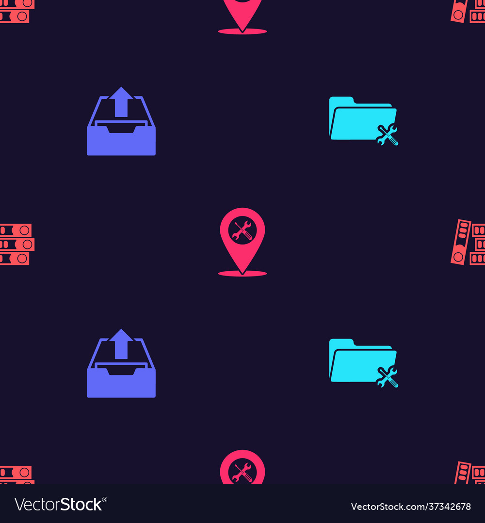 Set folder service upload inbox location Vector Image