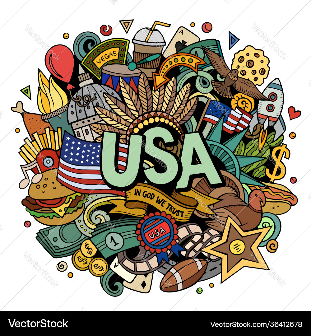 Usa hand drawn cartoon doodle Royalty Free Vector Image