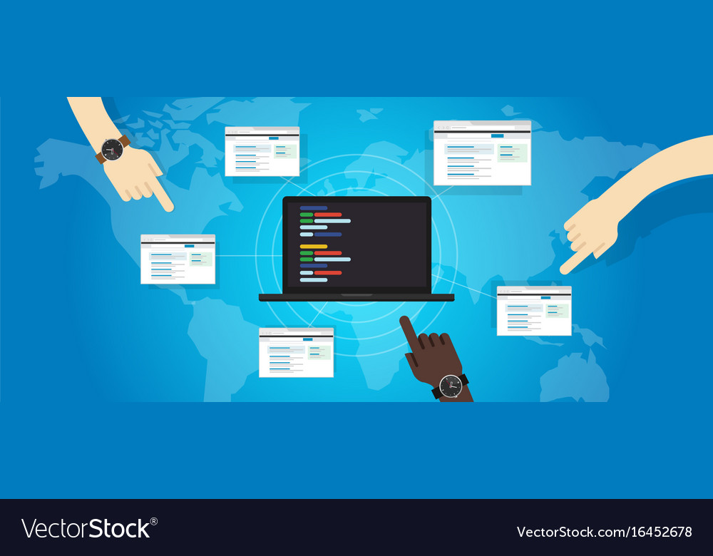 Web programming collaboration team line of code Vector Image