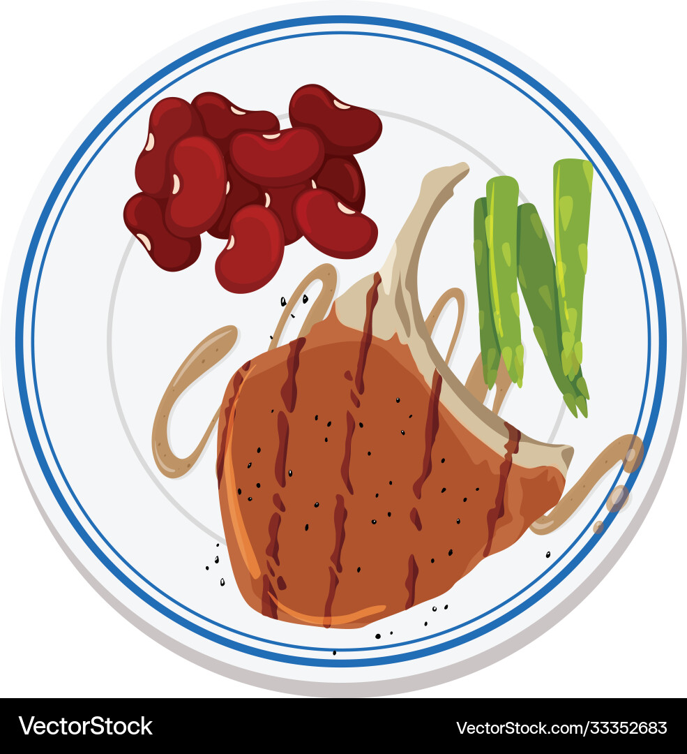 Cartoon Steak Dinner On A Plate