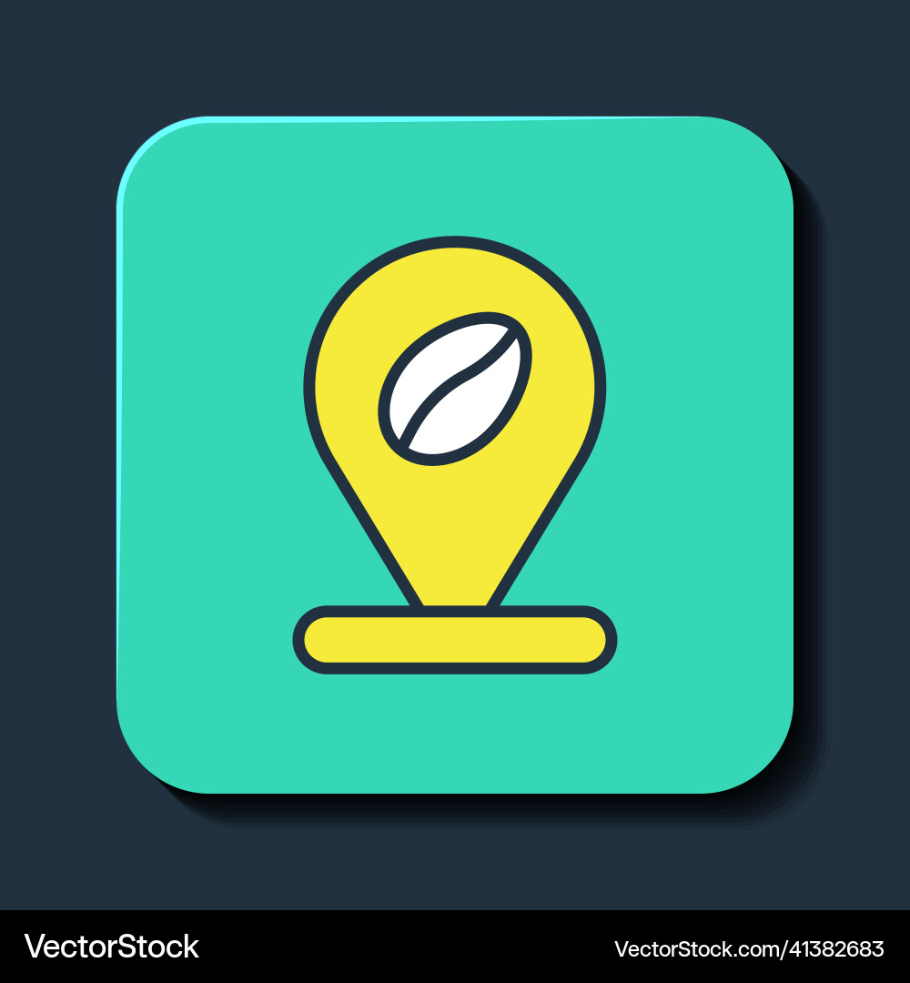 Filled outline location with coffee bean icon Vector Image