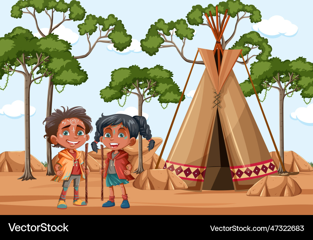 Indigenous kids cartoon character Royalty Free Vector Image