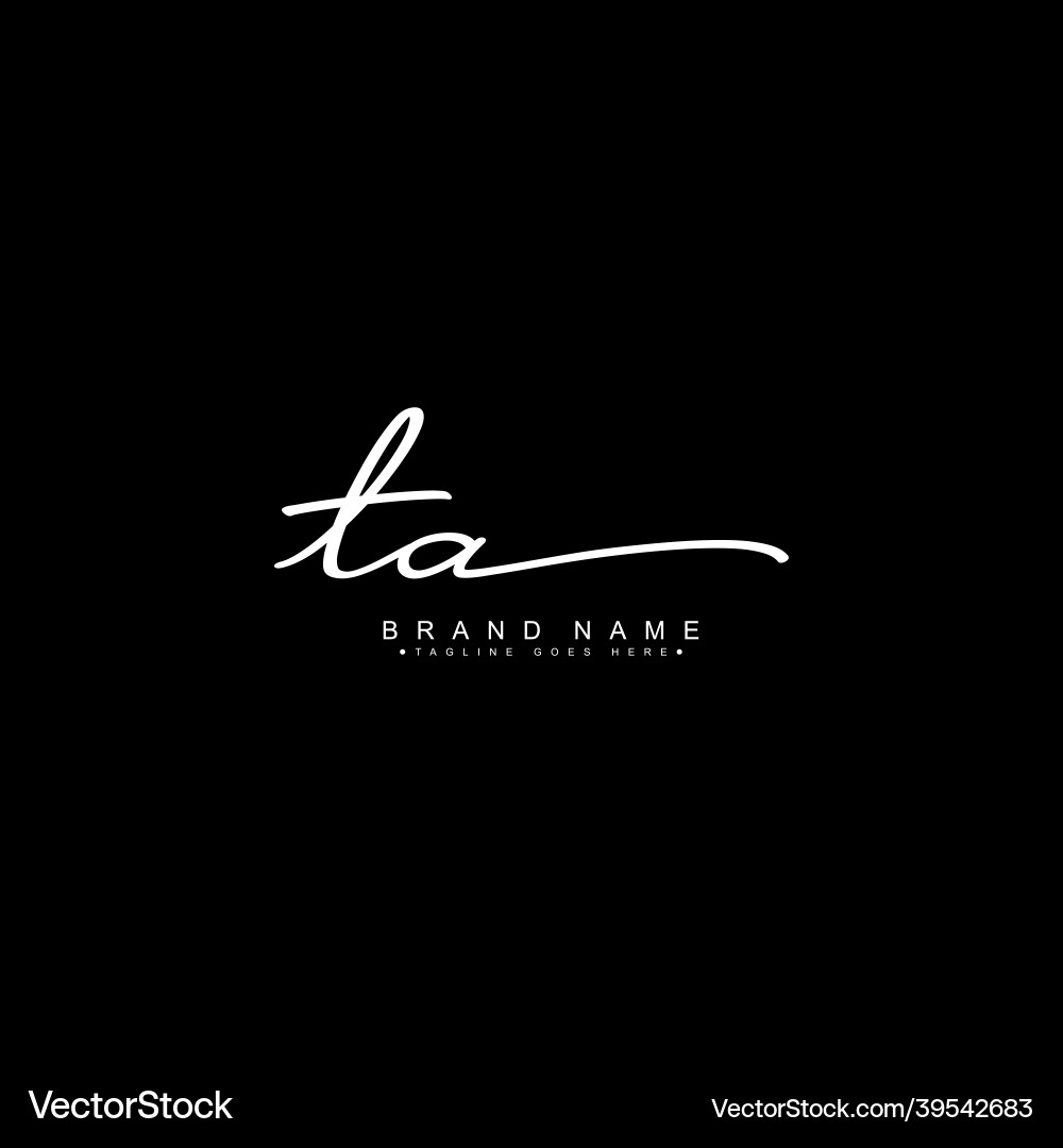 Initial letter ta logo - handwritten signature Vector Image