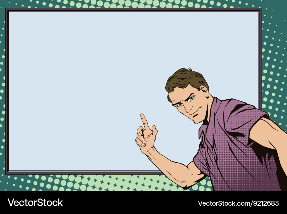 People in retro style cool guy with poster Vector Image