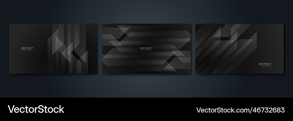 Set of elegant gradient abstract dark grey design Vector Image
