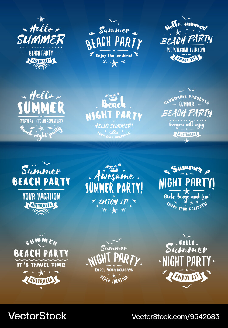 Set of summer holidays design elements beach party