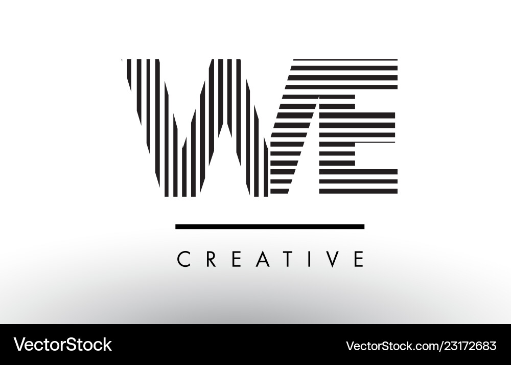 We w e black and white lines letter logo design Vector Image