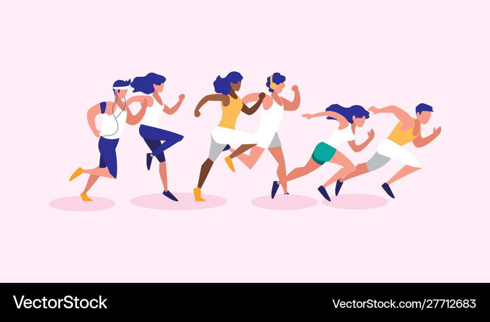 Women and men running design Royalty Free Vector Image