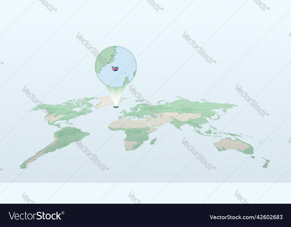 World map in perspective showing the location Vector Image