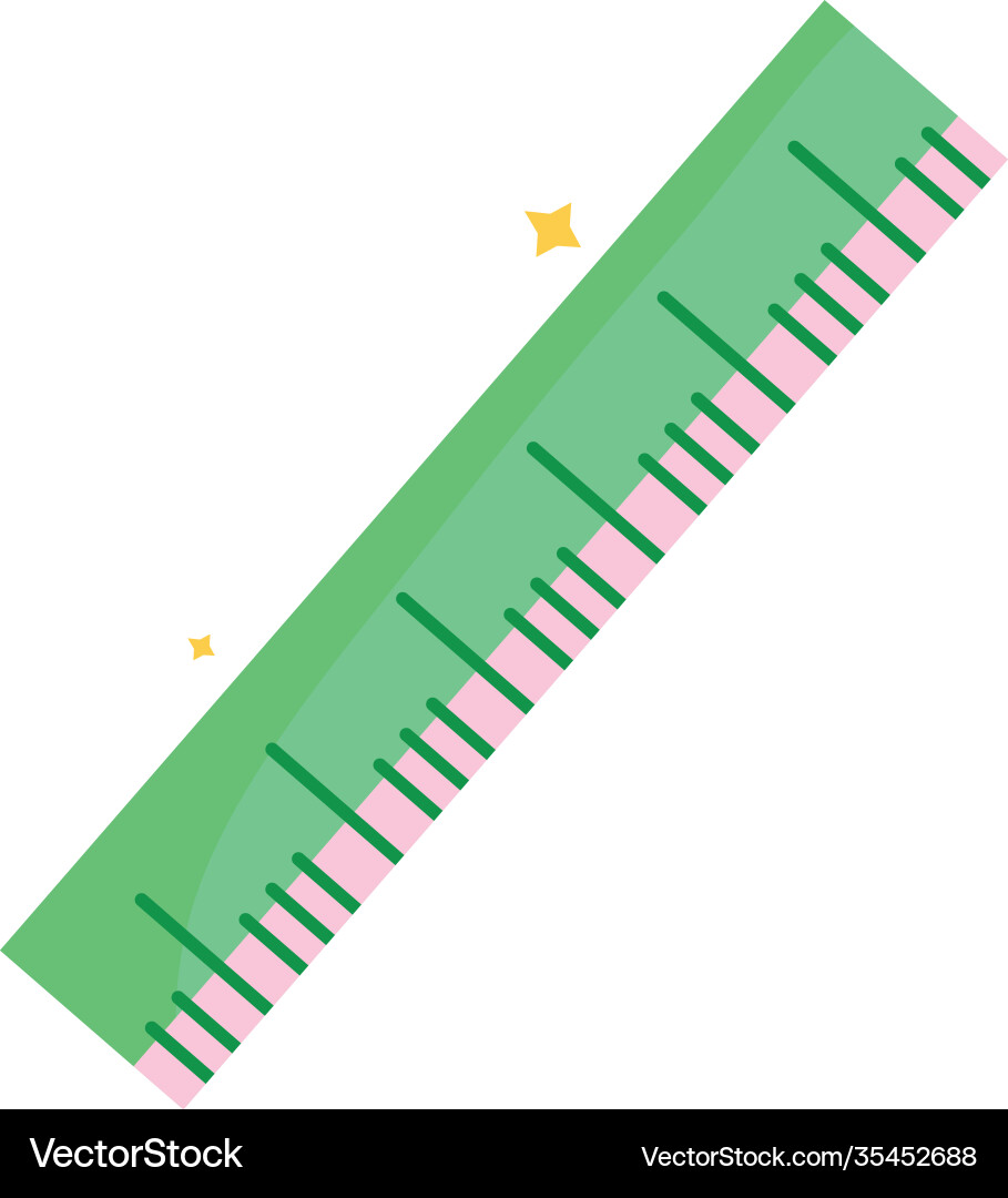 Back to school green ruler measuring supply icon Vector Image