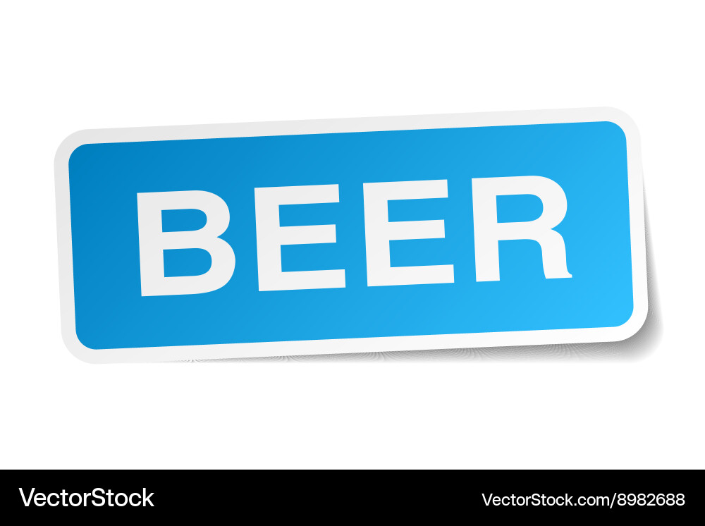Beer blue square sticker isolated on white Vector Image