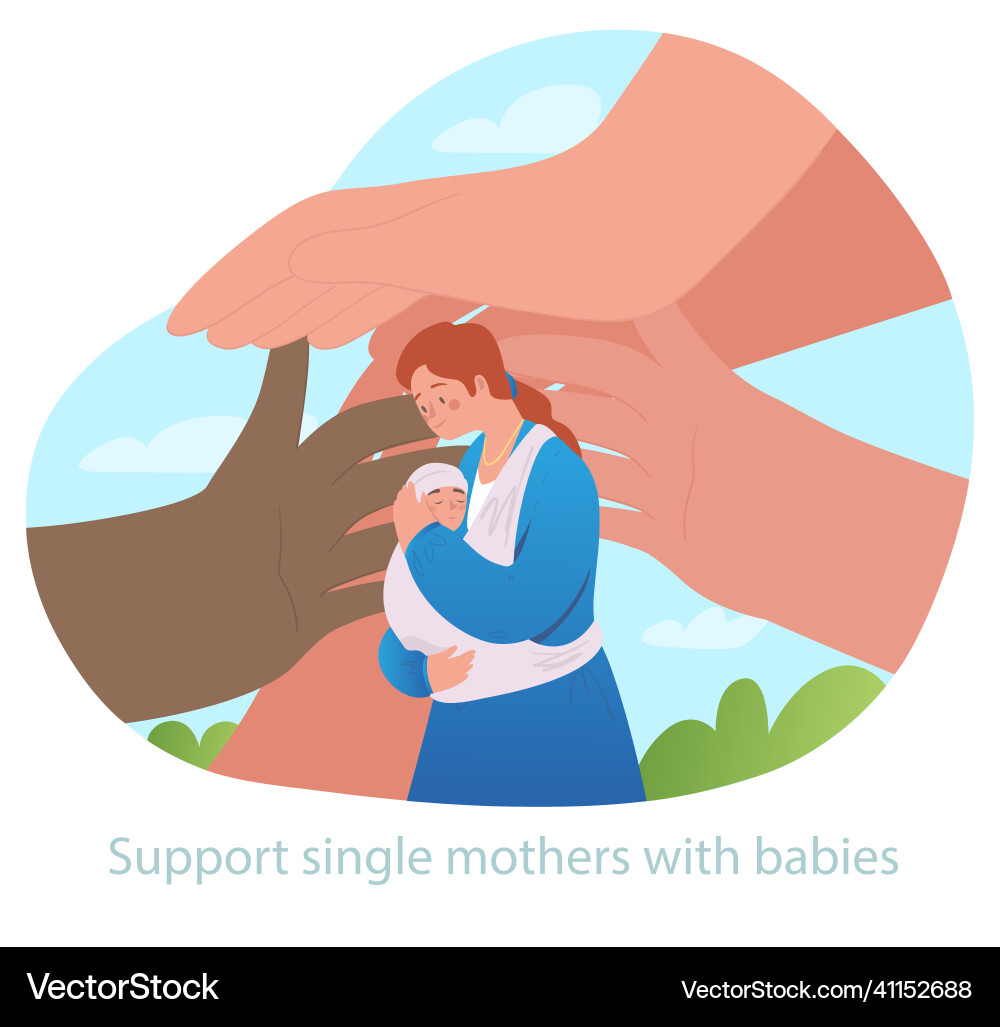 Concept of support and protection young single Vector Image