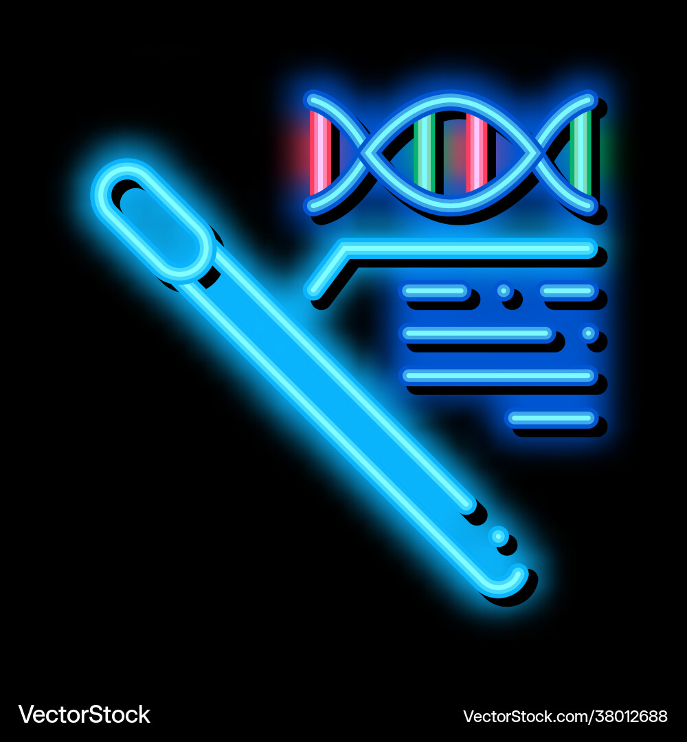 Cotton swab dna molecule neon glow icon Royalty Free Vector
