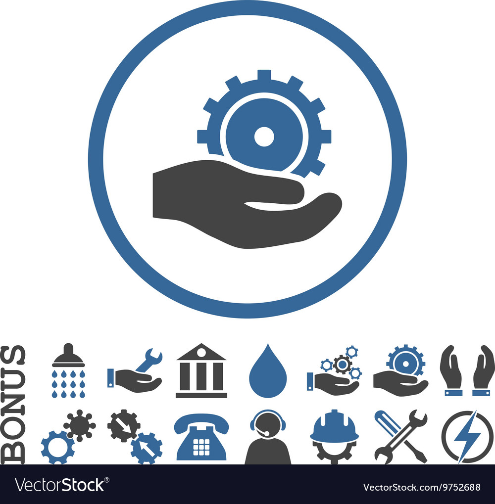 Development service flat rounded icon Royalty Free Vector