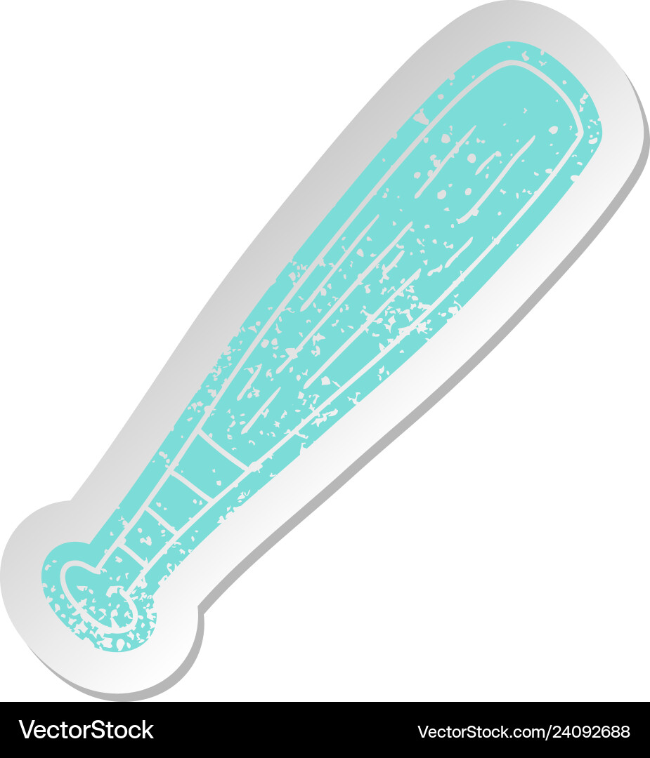 Distressed old sticker of a baseball bat Vector Image