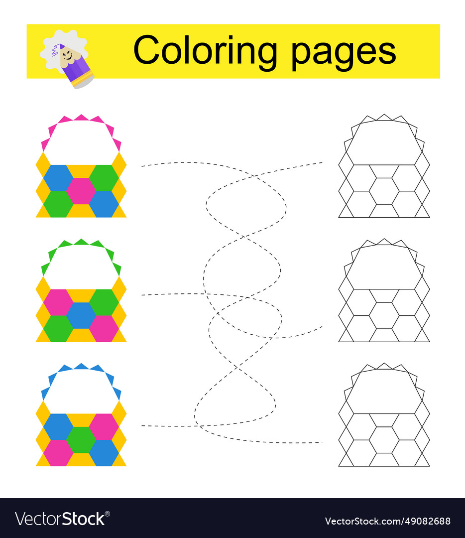 Go through the maze and color a wicker basket Vector Image