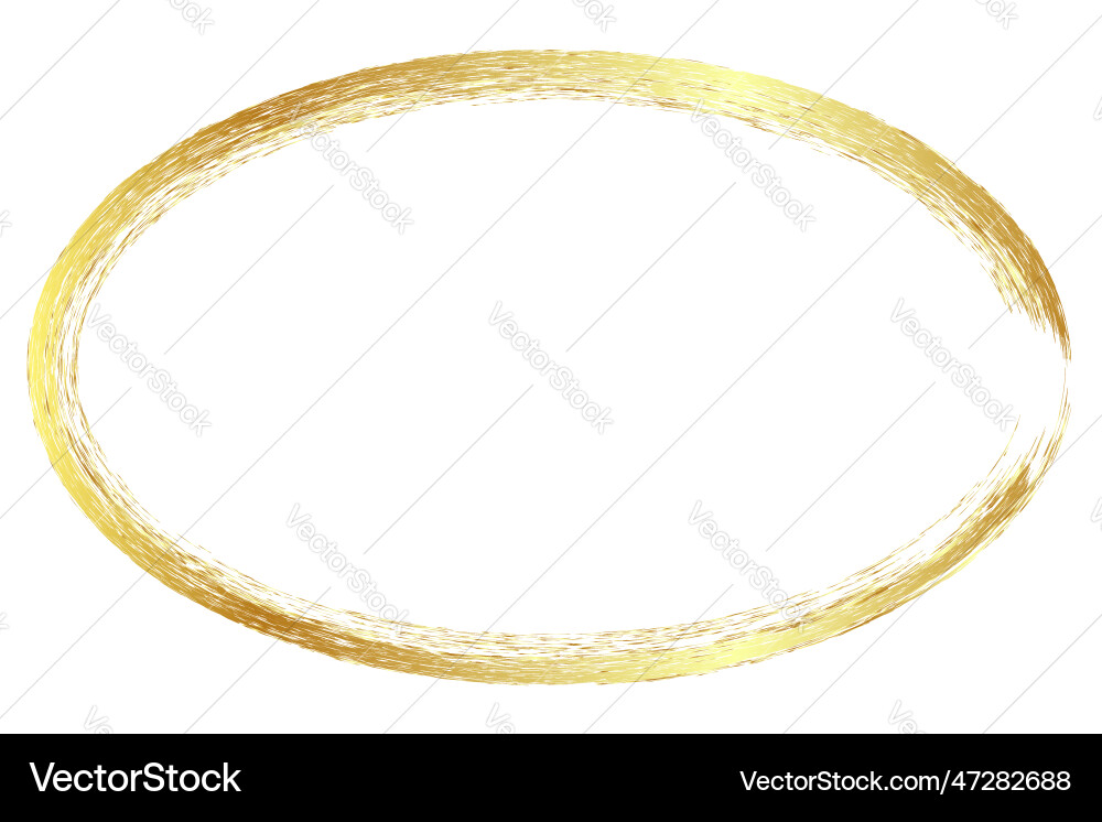 Gold golden simple oval frame from crayon Vector Image