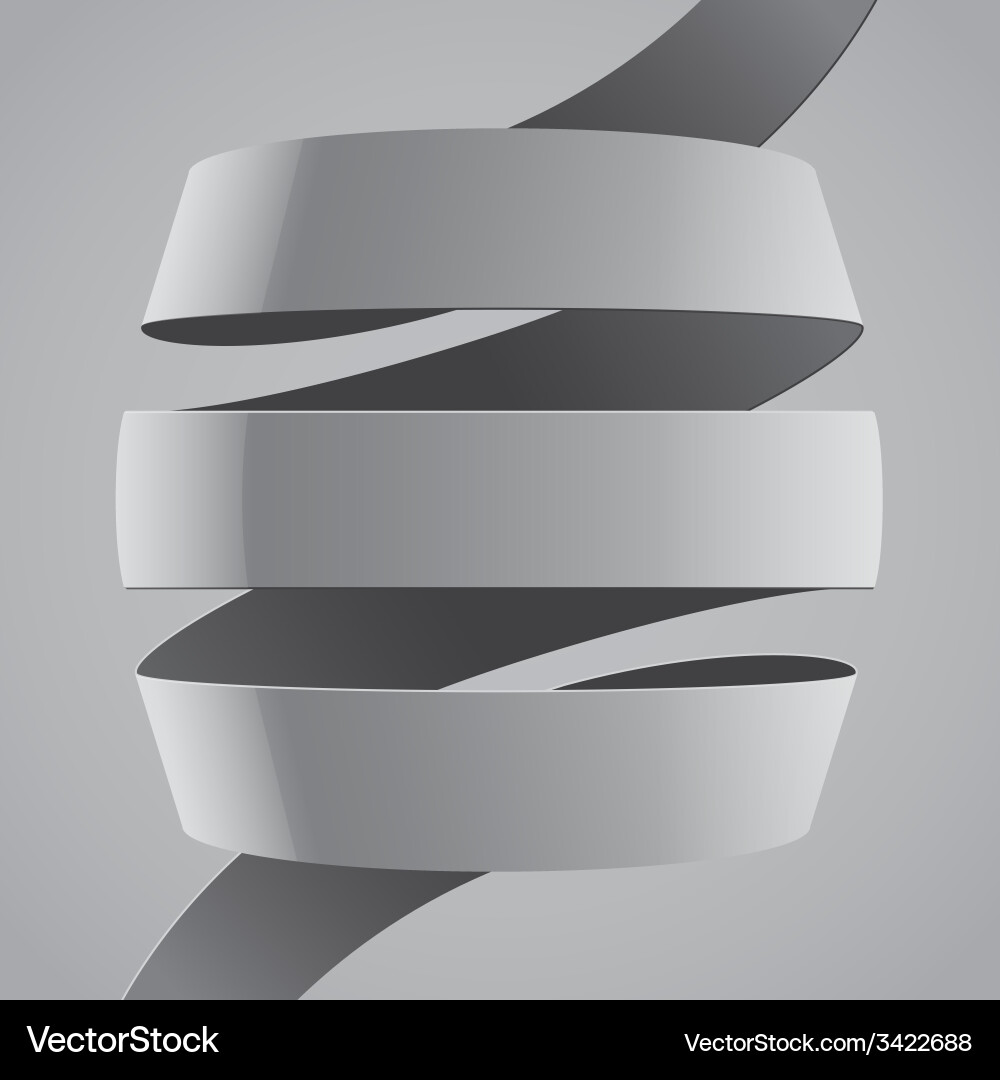 Grey fabric curved ribbon on background Royalty Free Vector