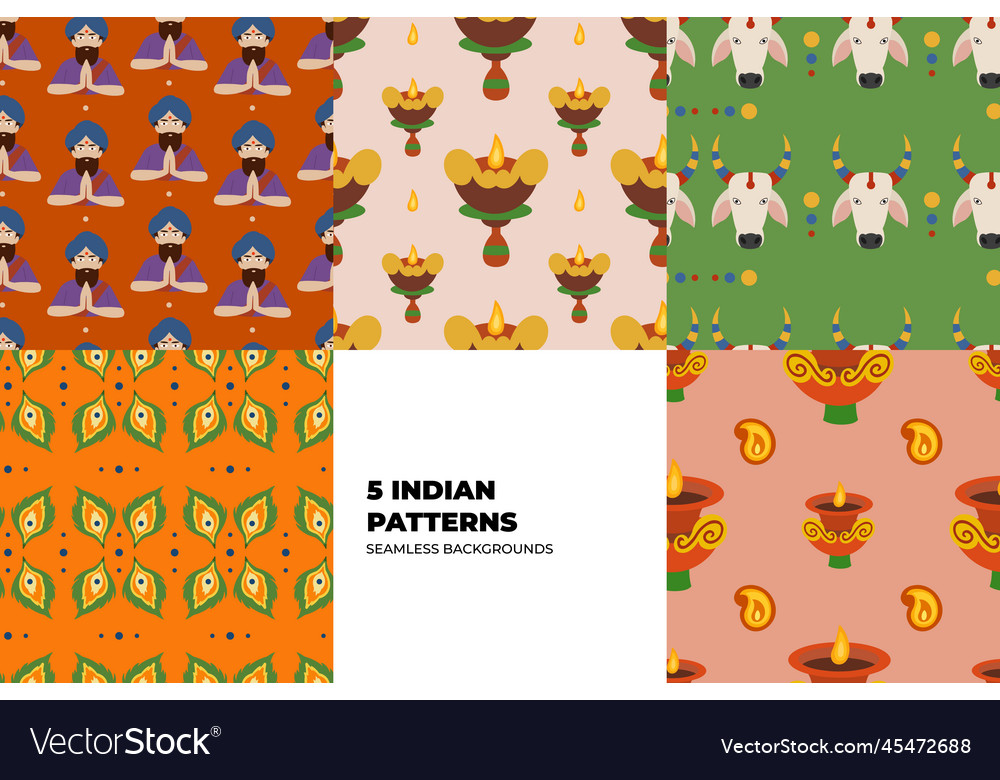 Indian pattern set Royalty Free Vector Image - VectorStock