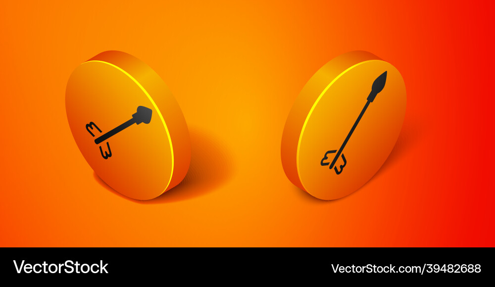 Isometric medieval arrows icon isolated on orange Vector Image