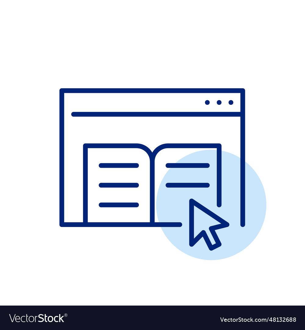 Looking for information in e-book mouse pointer Vector Image