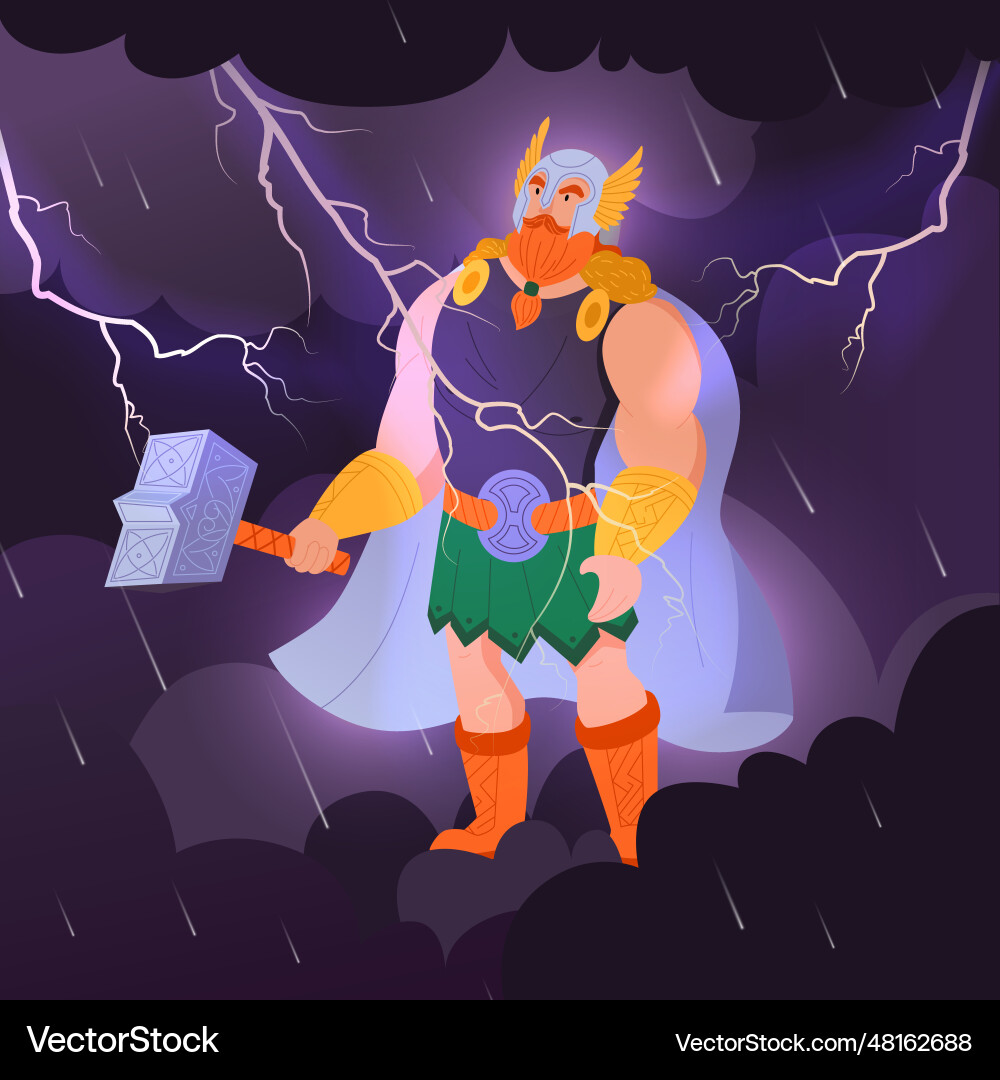 Norse god cartoon composition Royalty Free Vector Image