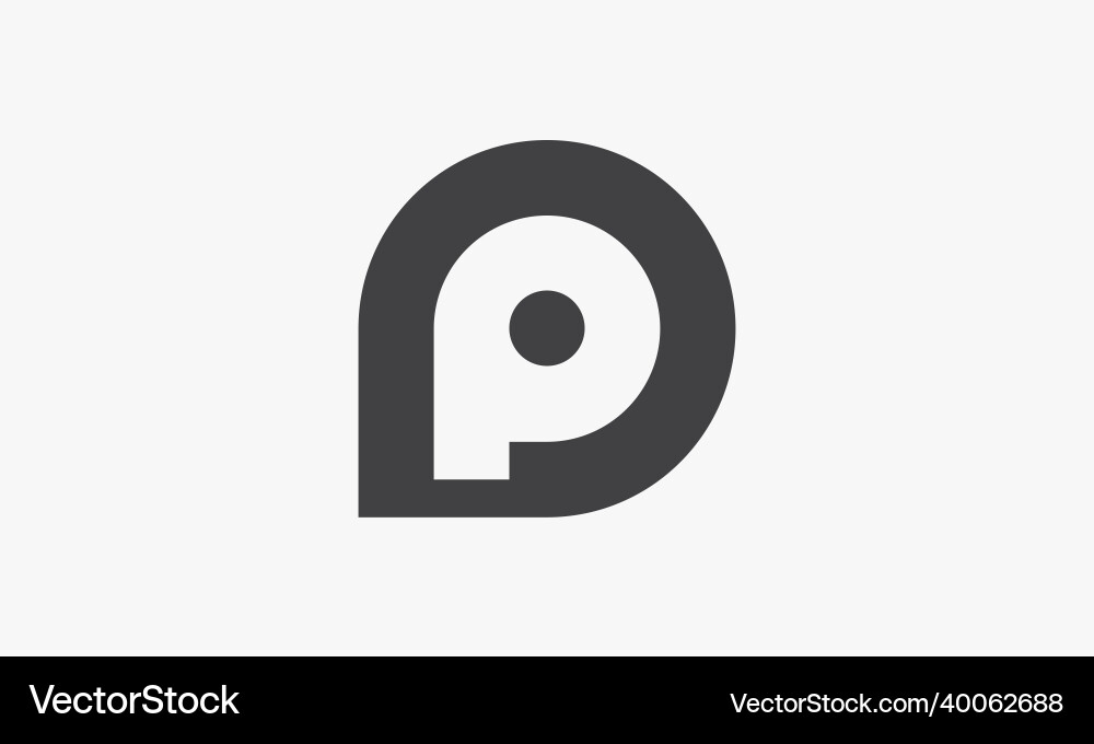 P letter negative space logo isolated on white Vector Image