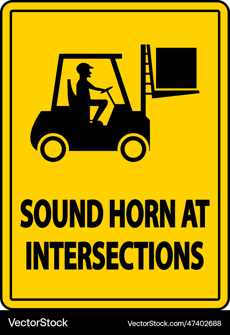 Sound horn at intersections label sign on white Vector Image