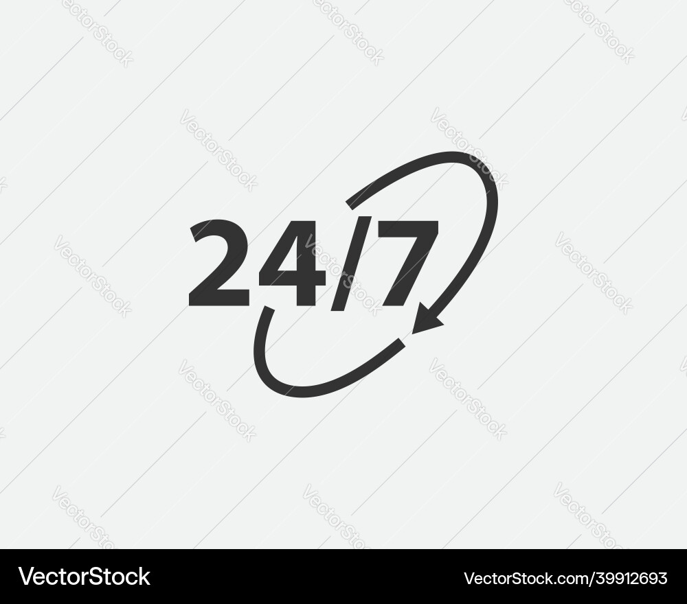 24 hours a day service icon symbol Royalty Free Vector Image