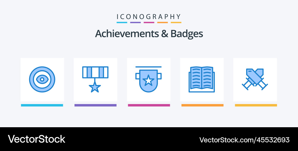 Achievements and badges blue 5 icon pack Vector Image