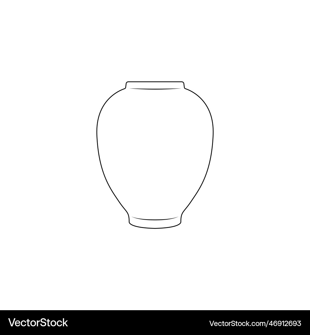 Ceramic vase outline icon on white background Vector Image