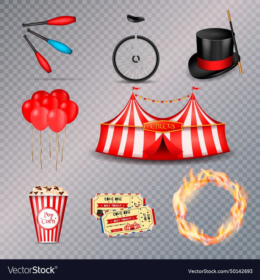 Circus essential elements set Royalty Free Vector Image
