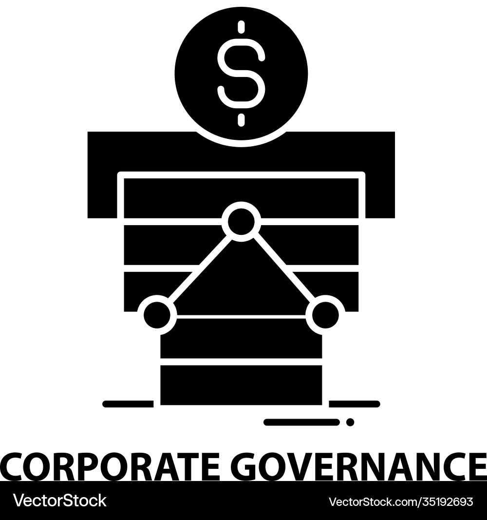 Corporate governance icon black sign Royalty Free Vector