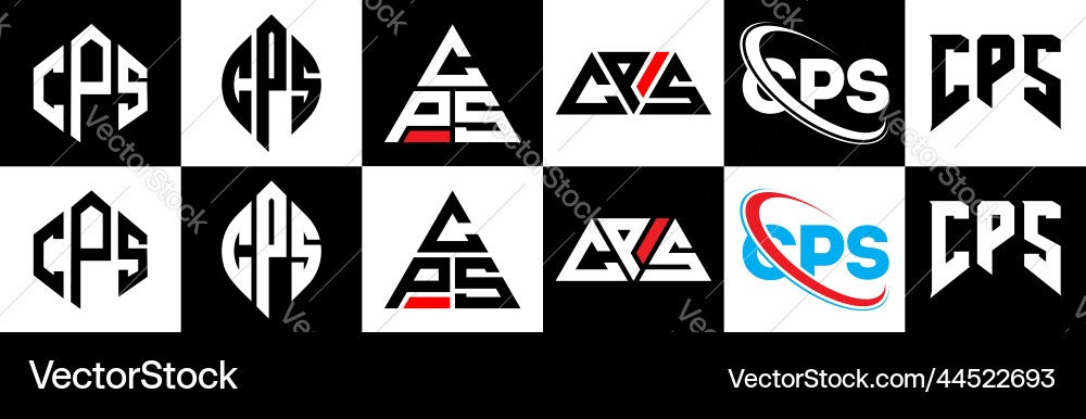 Cps letter logo design in six style polygon Vector Image