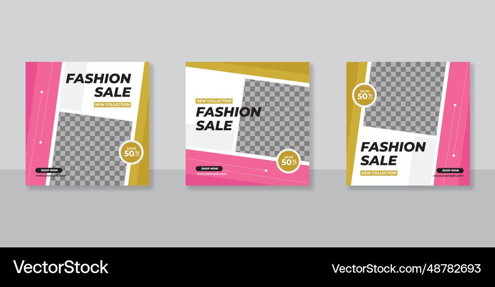 Fashion model social media posts template Vector Image