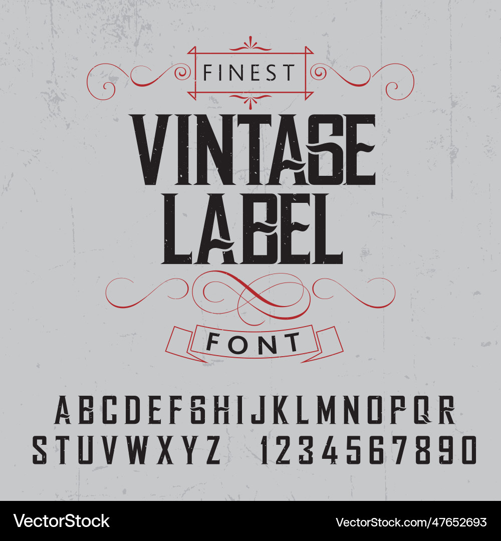 Finest vintage label font poster Royalty Free Vector Image