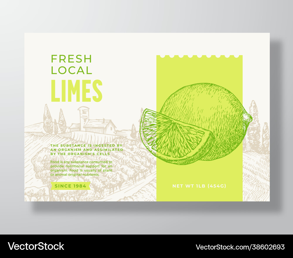 Fresh local lime food label template abstract Vector Image