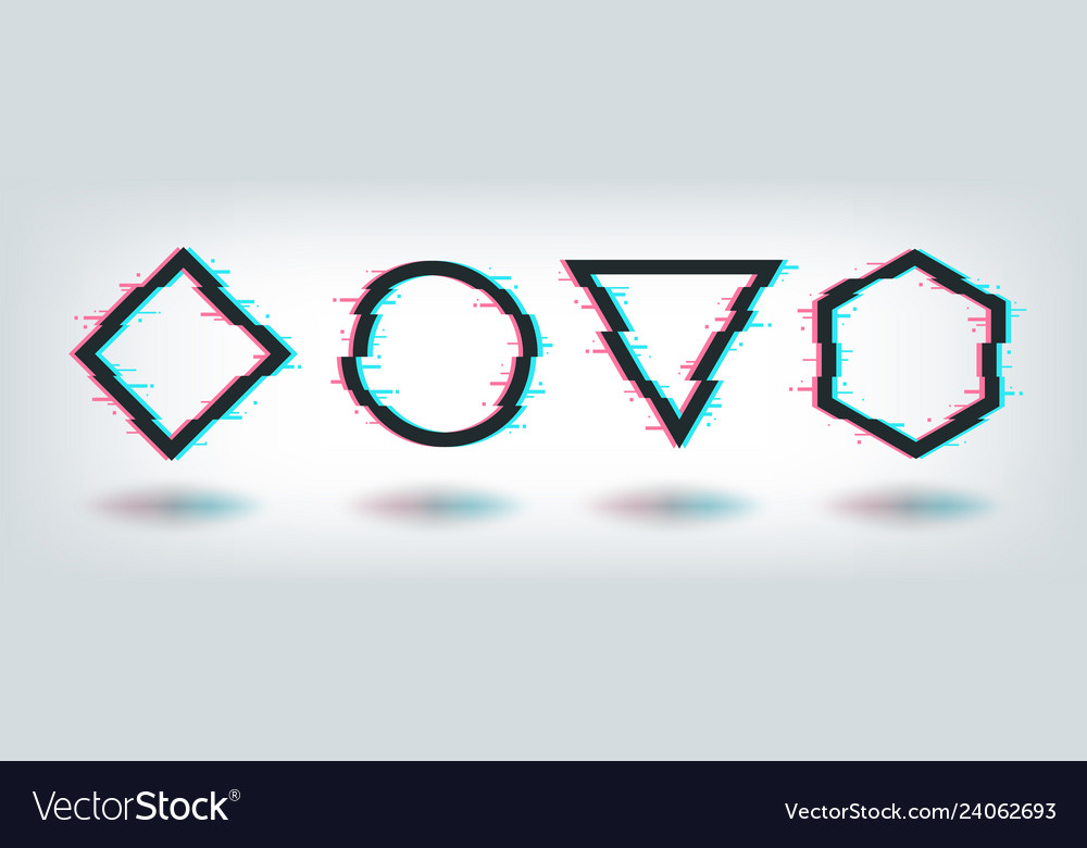 Glitch effect frames digital distorted minimal Vector Image