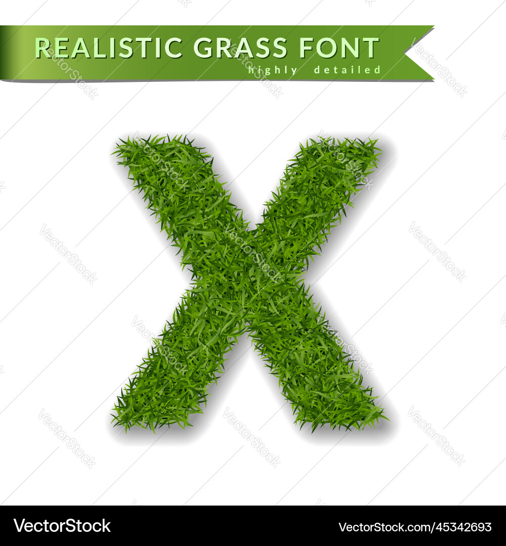 Grass letter x alphabet 3d design capital Vector Image