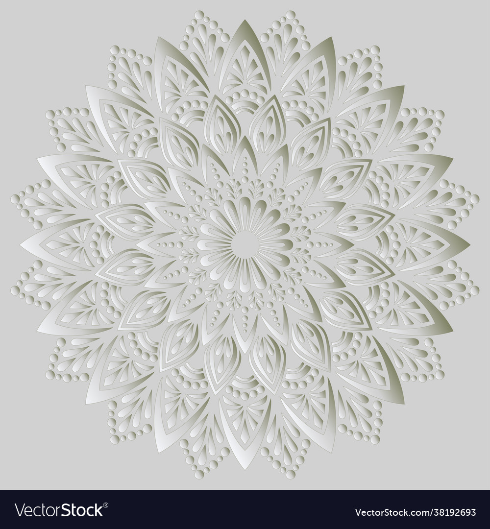 Mandala pattern white 3d gradient good mood Vector Image