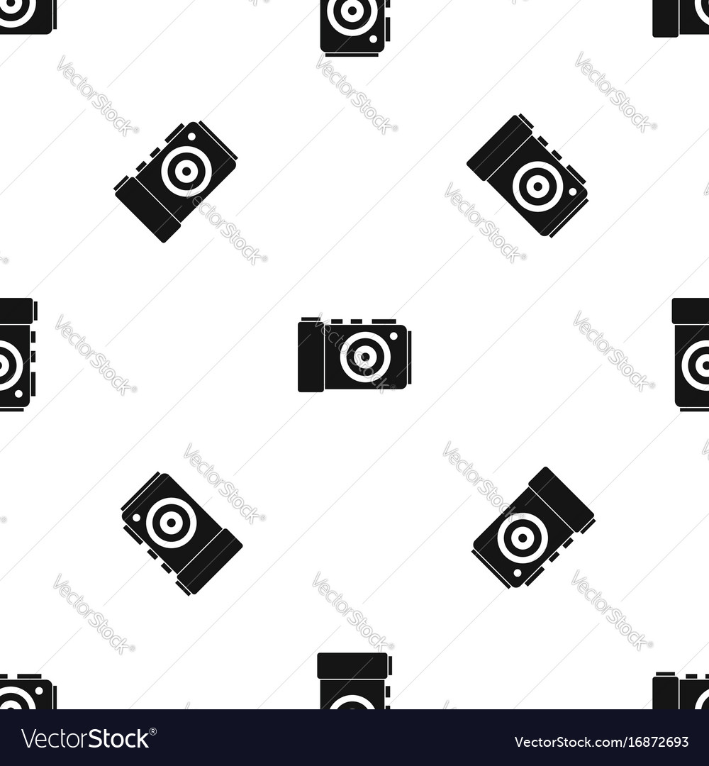 Photo camera pattern seamless black Royalty Free Vector
