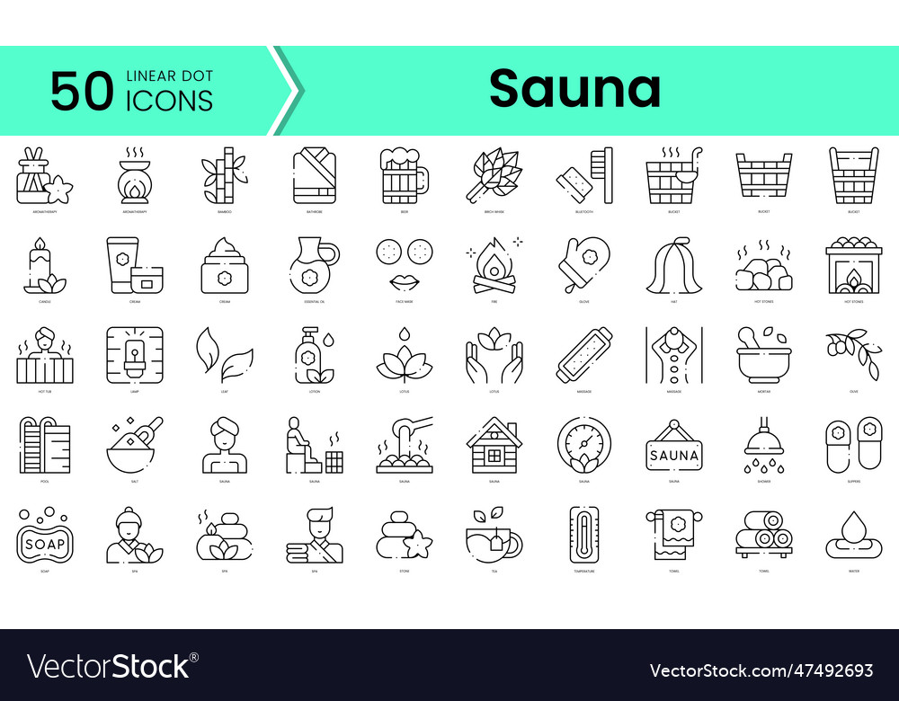 Set of sauna icons line art style bundle Vector Image