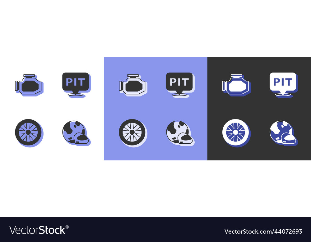 Set racing helmet check engine alloy wheel Vector Image Set racing helmet check engine alloy wheel Vector Image